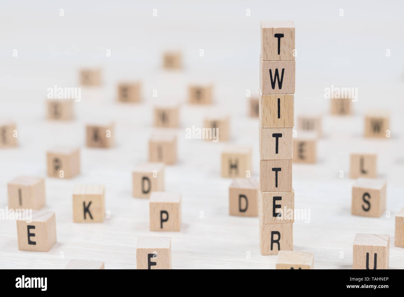 twitter wooden cube letter background Stock Photo - Alamy