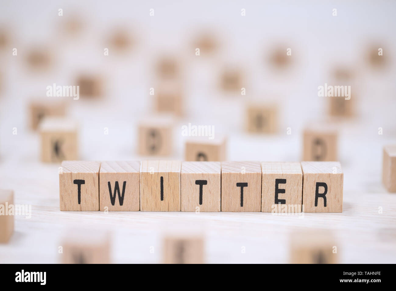 twitter wooden cube letter background Stock Photo - Alamy