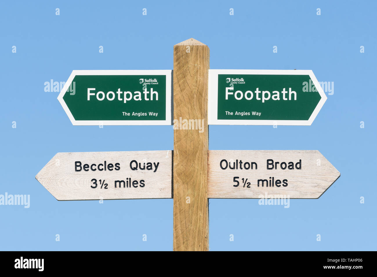 Angles Way long distance footpath marker sign Stock Photo - Alamy