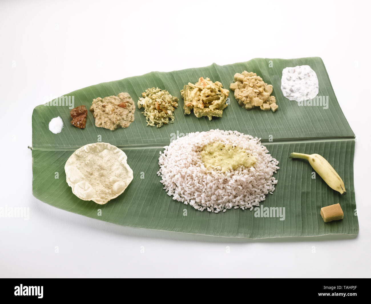 A STILL LIFE OF A TRADITIONAL TAMIL, SOUTH INDIAN , LUNCH SERVED ON A ...