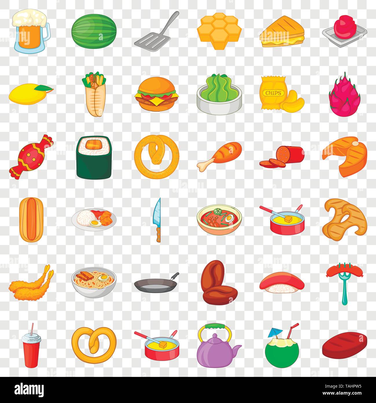 Burger icons set, cartoon style Stock Vector Image & Art - Alamy