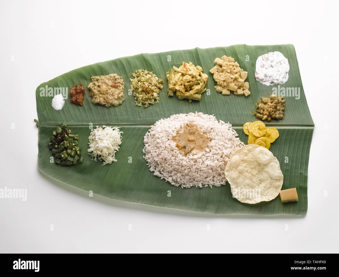 A STILL LIFE OF A TRADITIONAL TAMIL, SOUTH INDIAN , LUNCH SERVED ON A ...