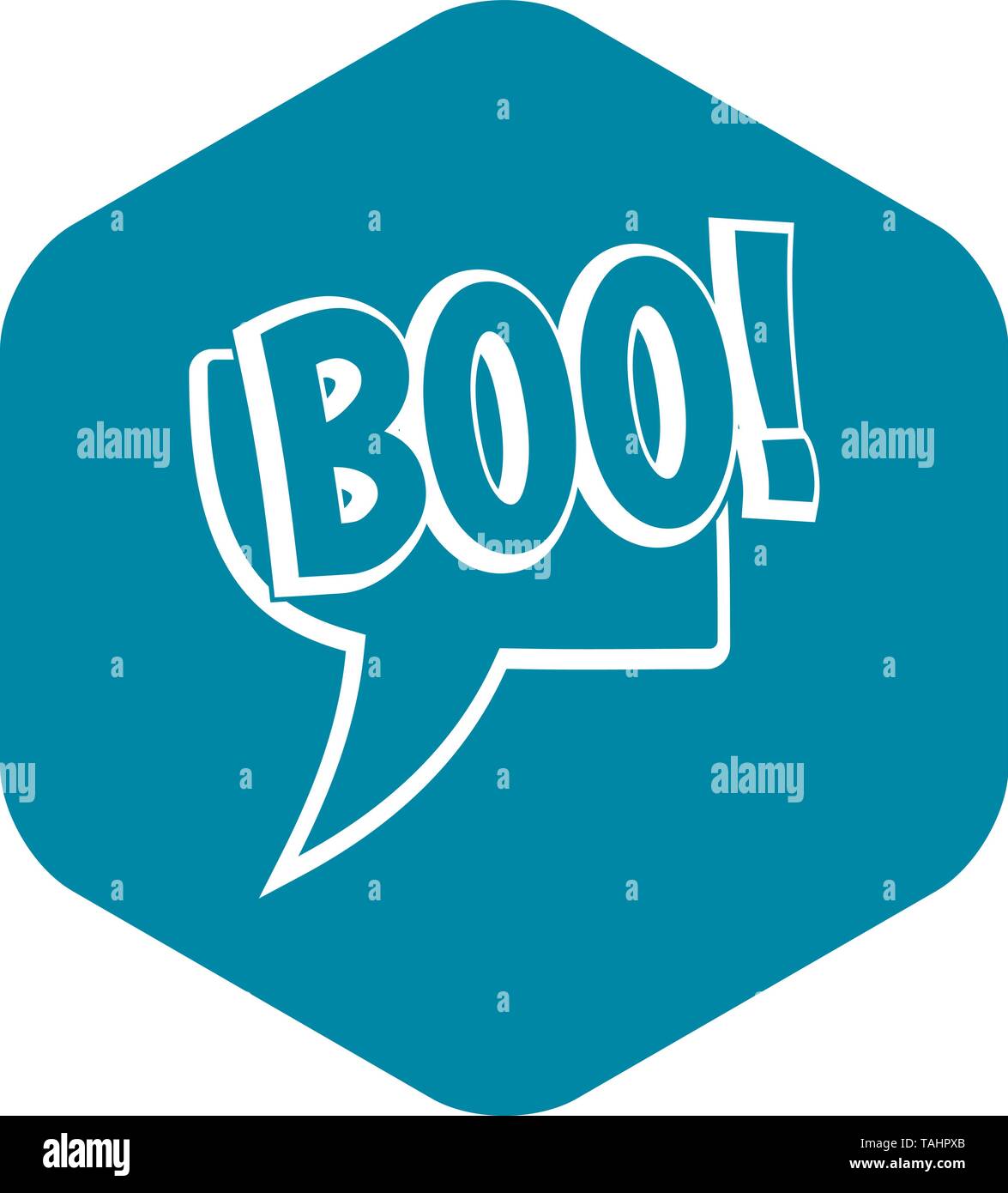 BOO, comic text speech bubble icon, simple style Stock Vector Image ...