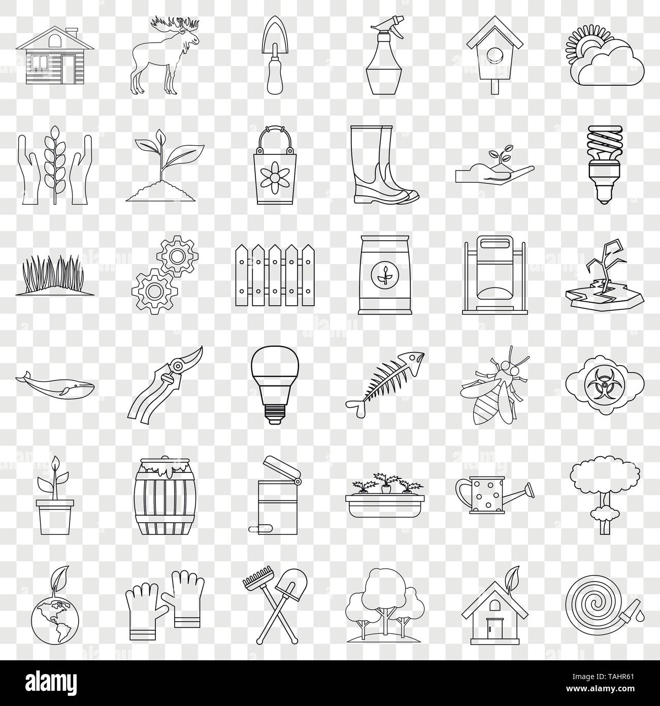 Nature icons set, outline style Stock Vector Image & Art - Alamy