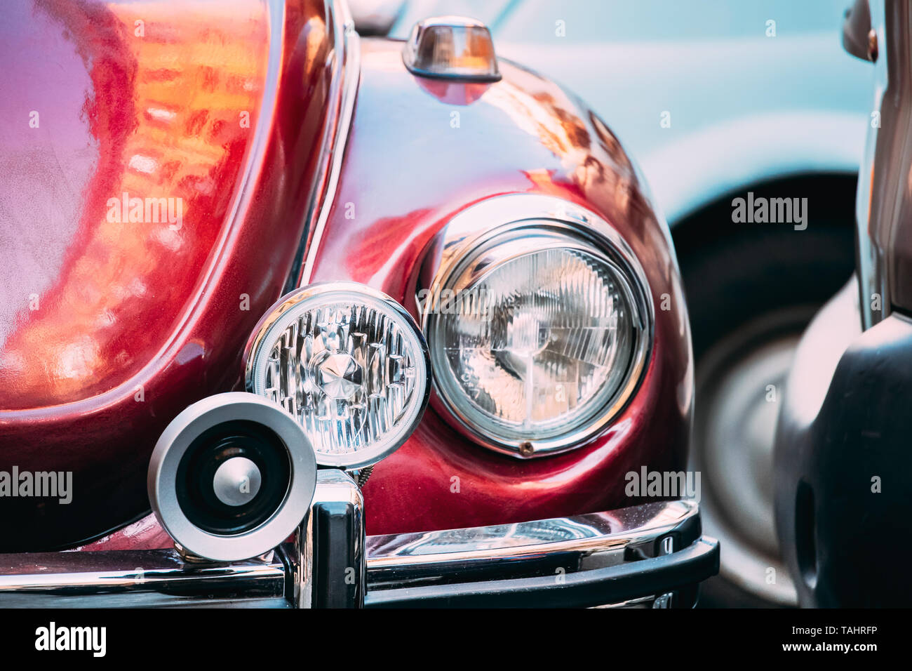 Old red vintage car street hi-res stock photography and images - Alamy