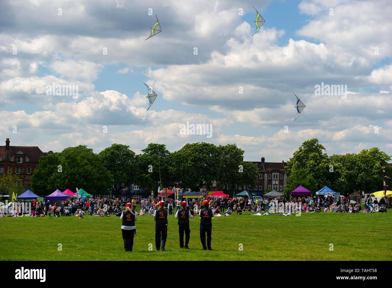 Kites at a kite festival - Streatham Common Kite Day in London Stock ...