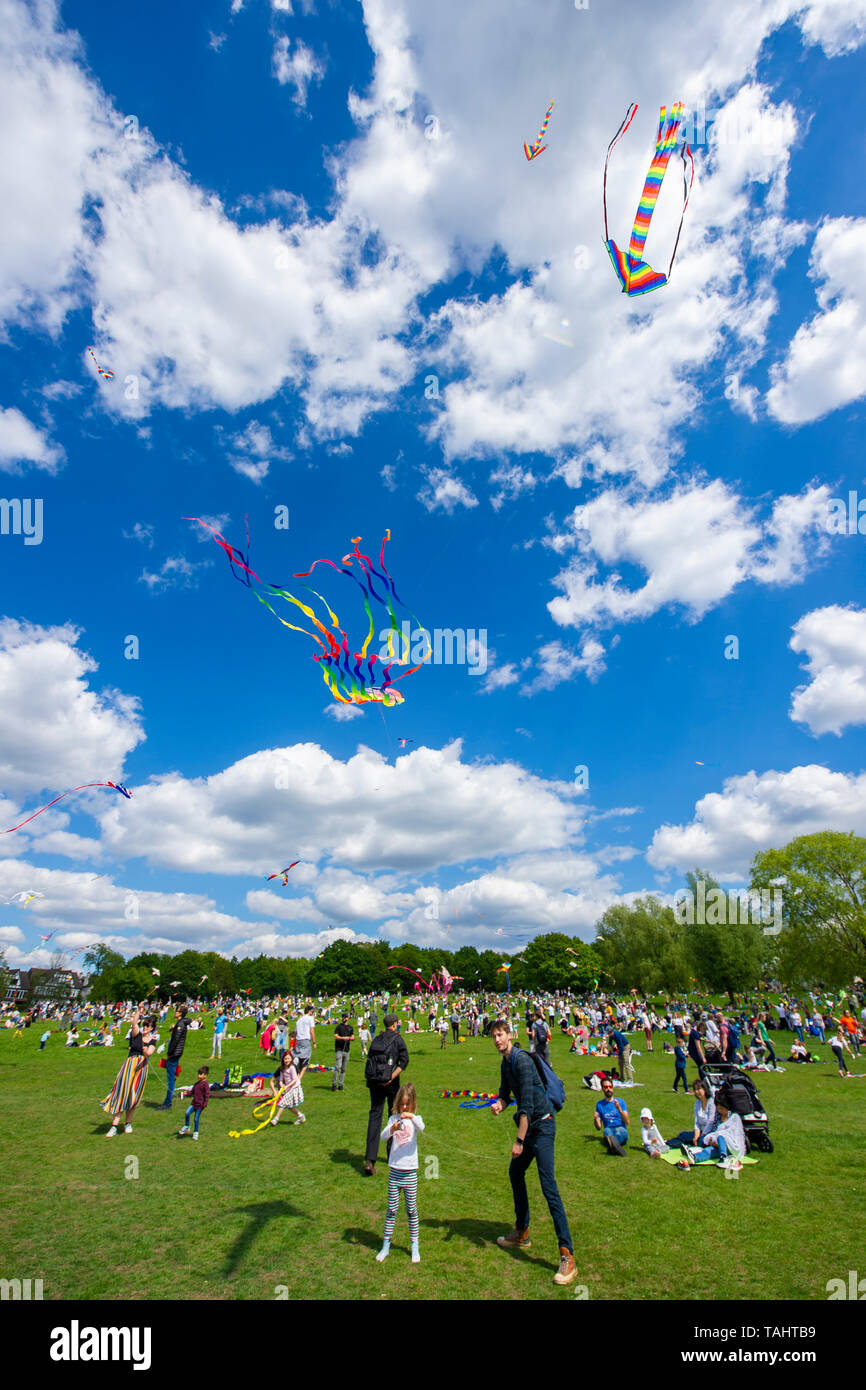 Kites at a kite festival - Streatham Common Kite Day in London Stock ...