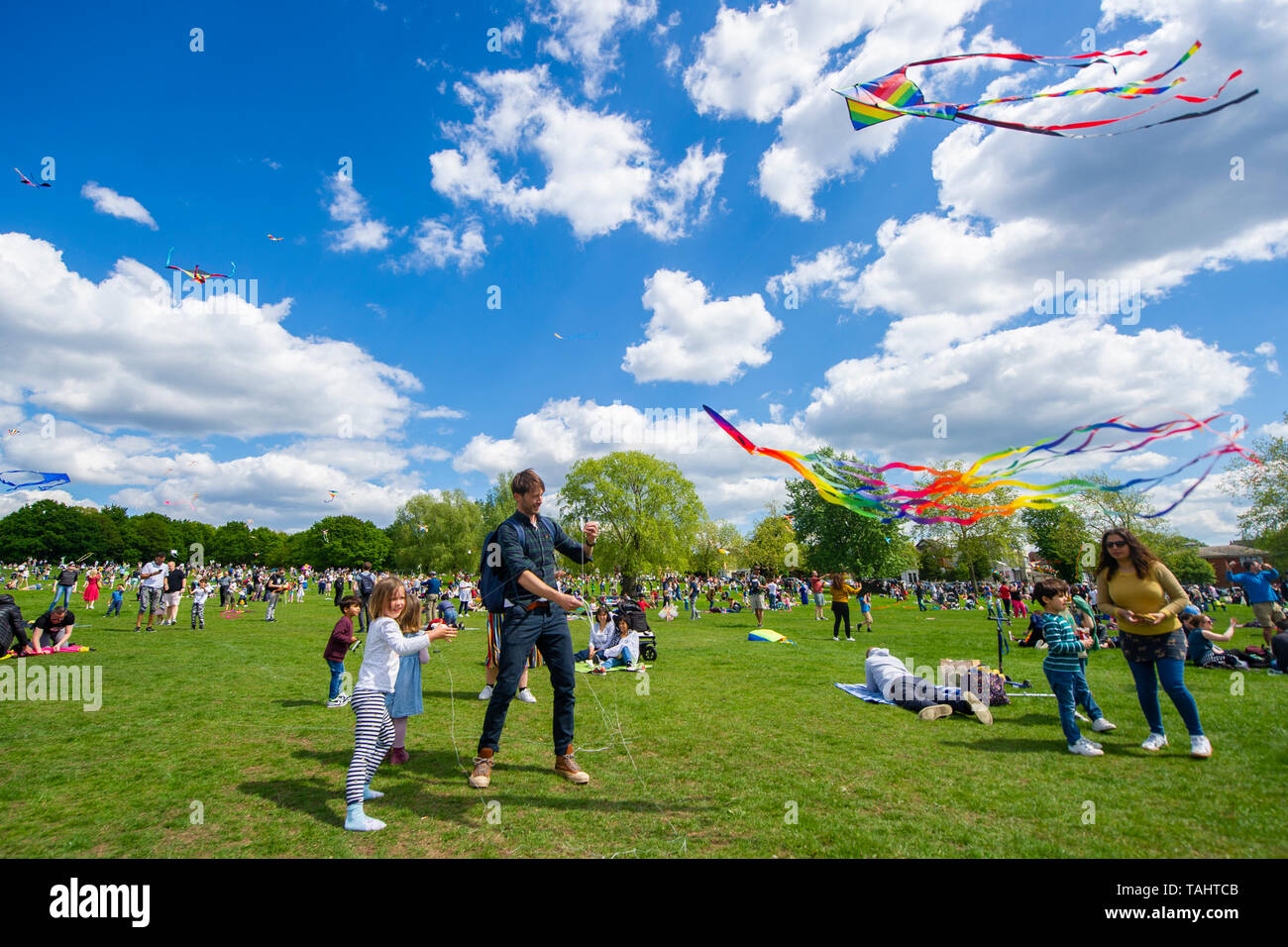 Kites at a kite festival - Streatham Common Kite Day in London Stock ...