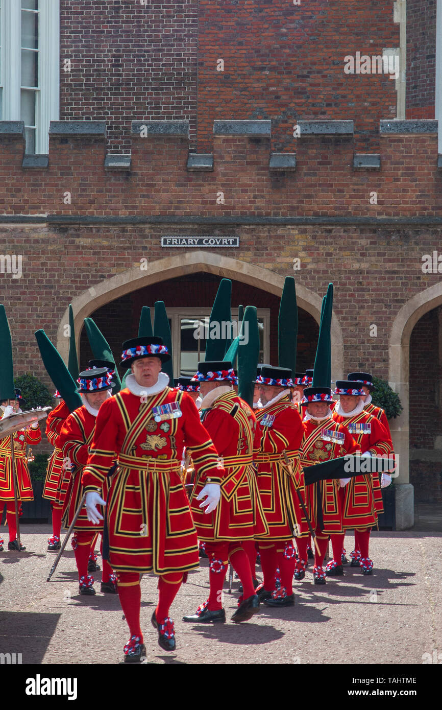 The Queen's ceremonial bodyguards in the forecourt of Friary Court, a ...