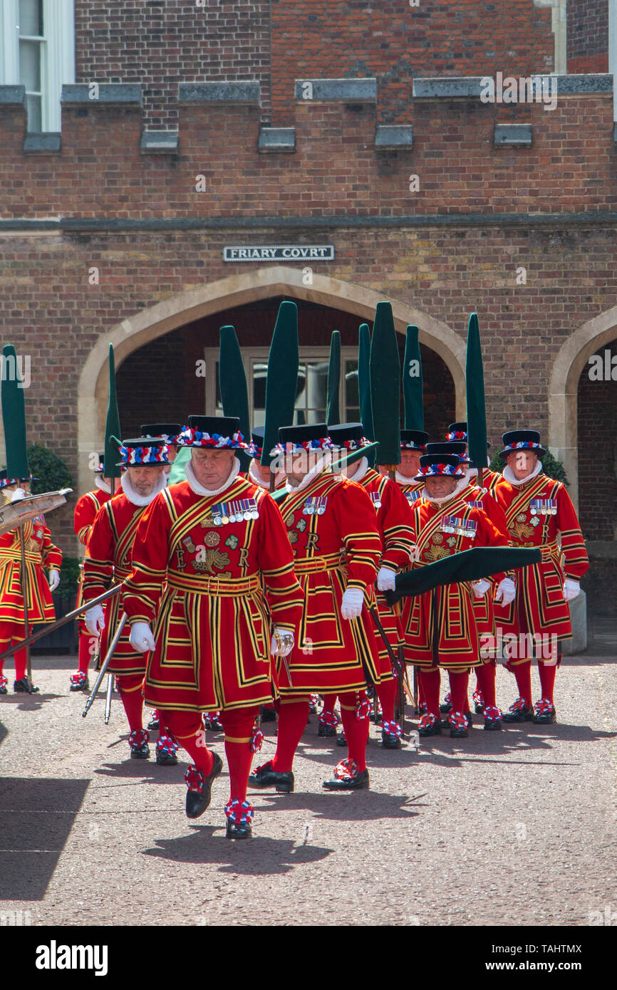 The Queen's ceremonial bodyguards in the forecourt of Friary Court, a ...