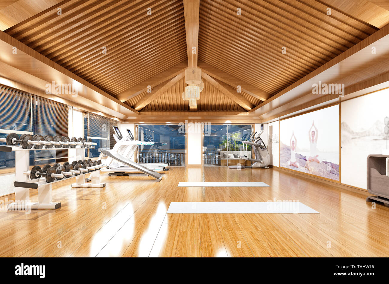 3d render fitness wellness spa space Stock Photo - Alamy