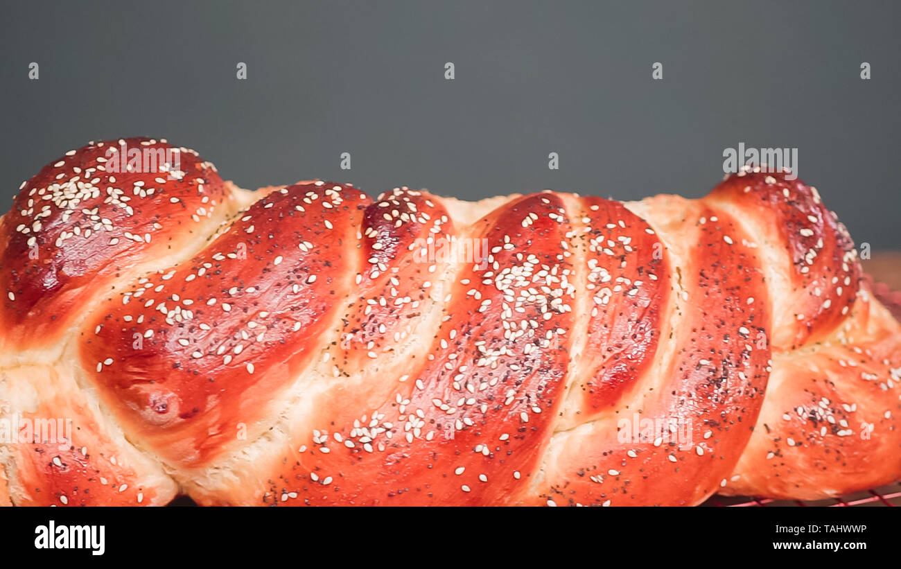 Step by step. Freshly baked shallah bread with sesame and poppy seeds ...