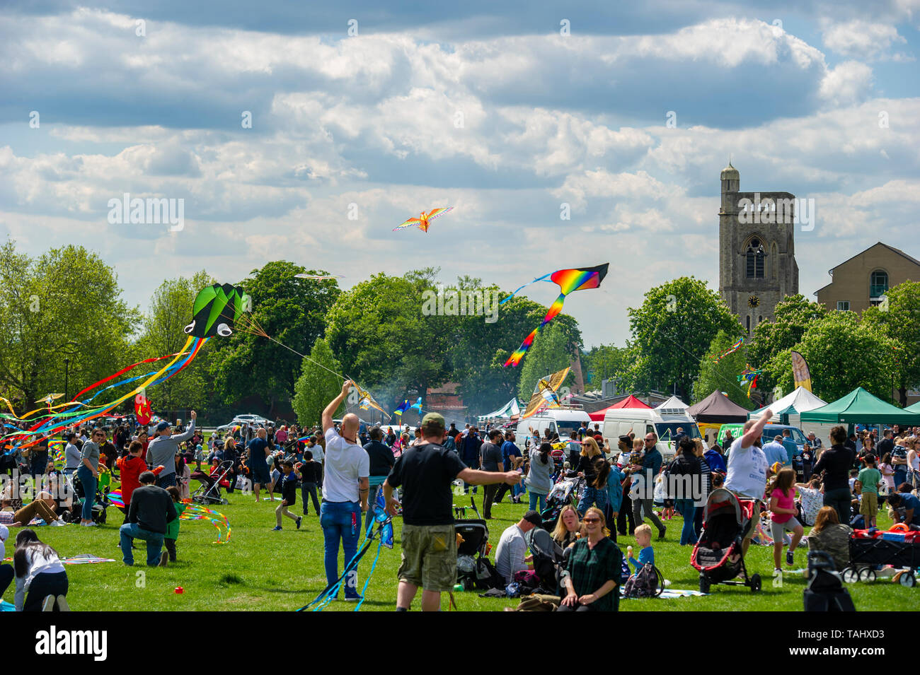 Kites at a kite festival - Streatham Common Kite Day in London Stock ...