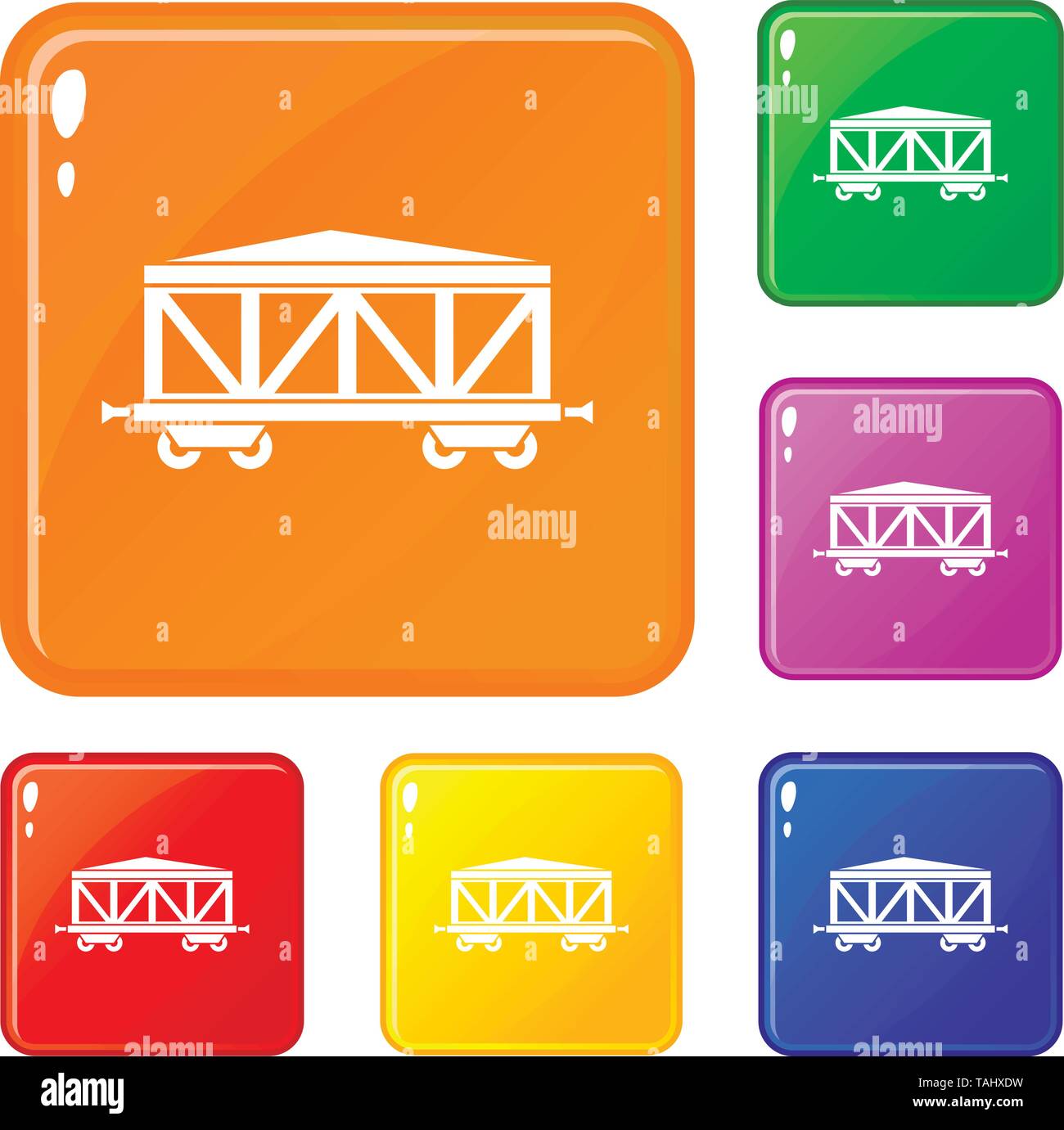 Train cargo wagon icons set vector color Stock Vector Image & Art - Alamy