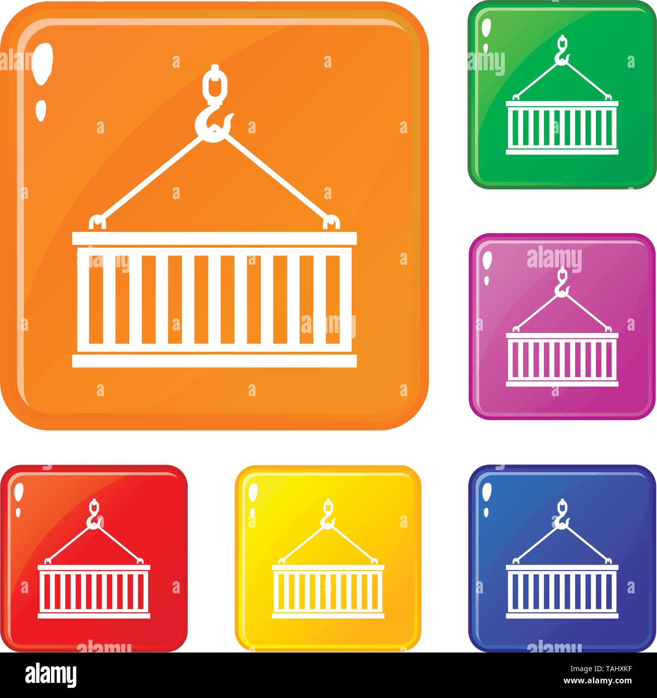 Crane hook lifts container icons set vector color Stock Vector Image ...