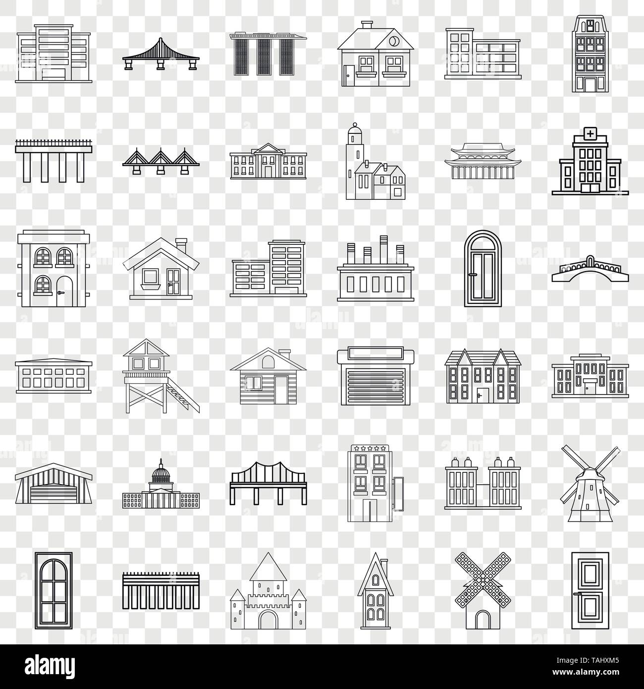 Tower icons set, outline style Stock Vector Image & Art - Alamy