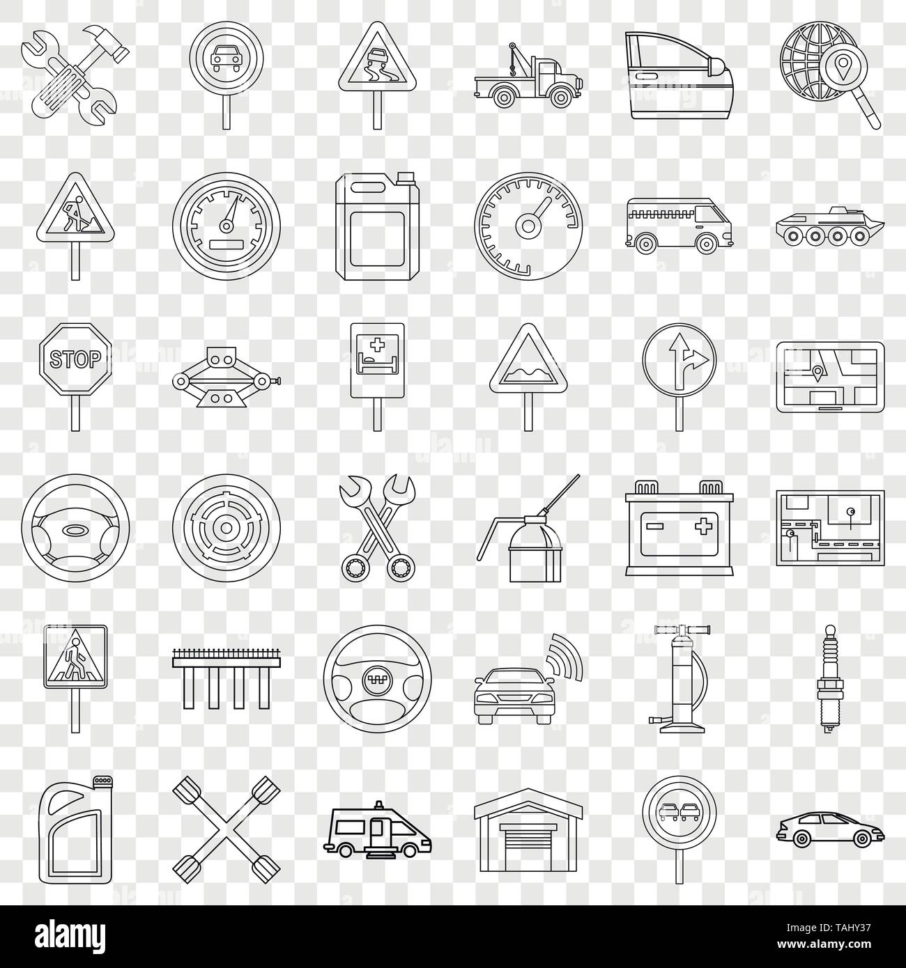 Bus icons set, outline style Stock Vector Image & Art - Alamy