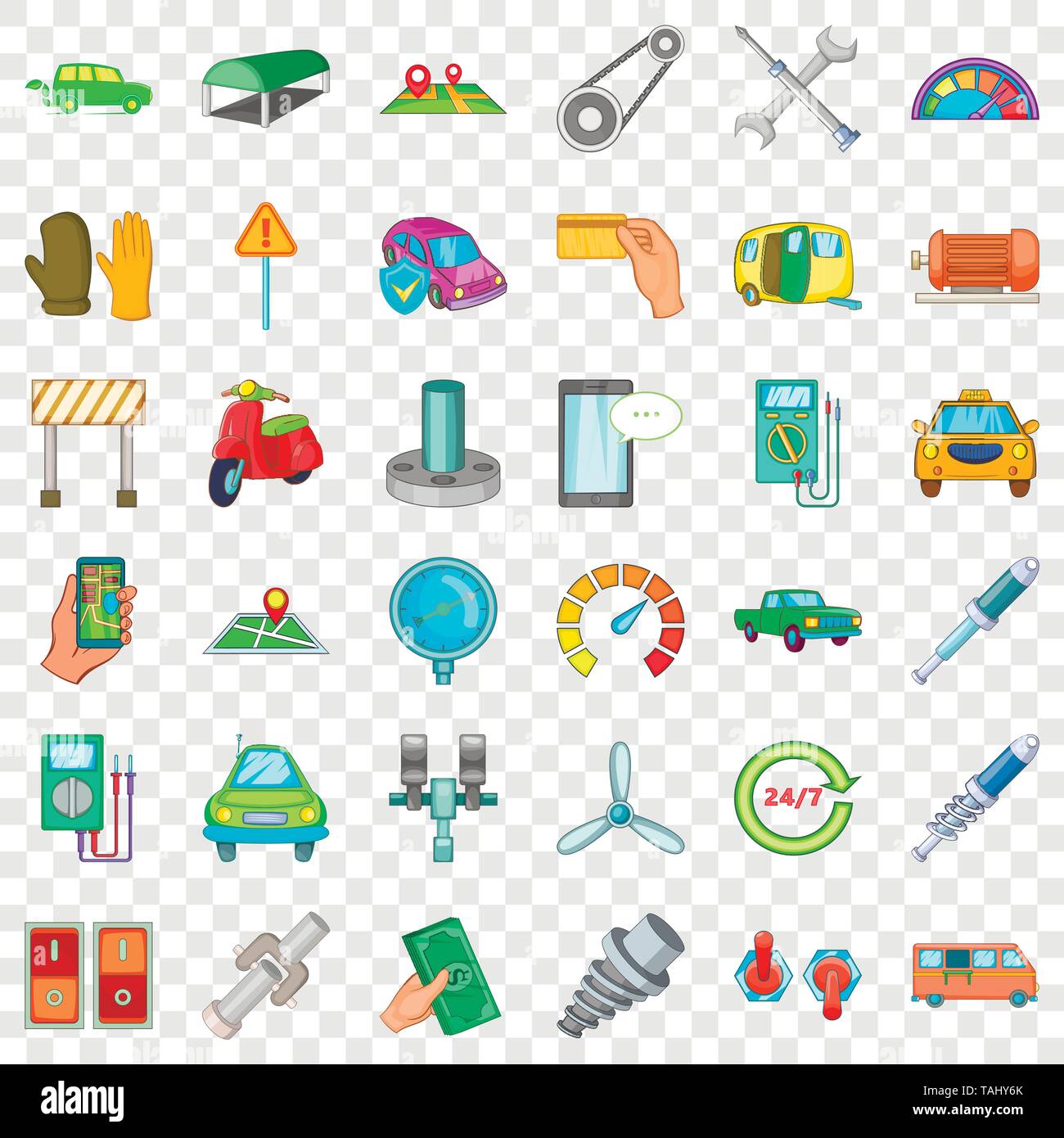 Garage icons set, cartoon style Stock Vector Image & Art - Alamy