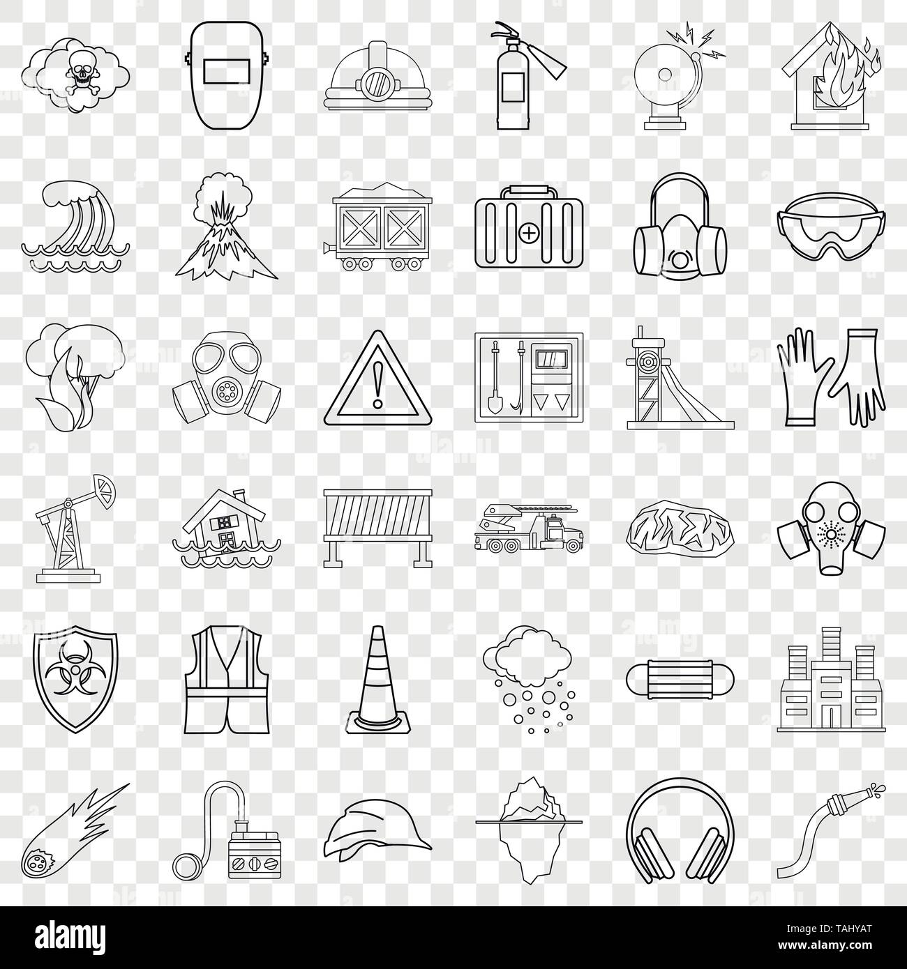 Alarming icons set, outline style Stock Vector Image & Art - Alamy