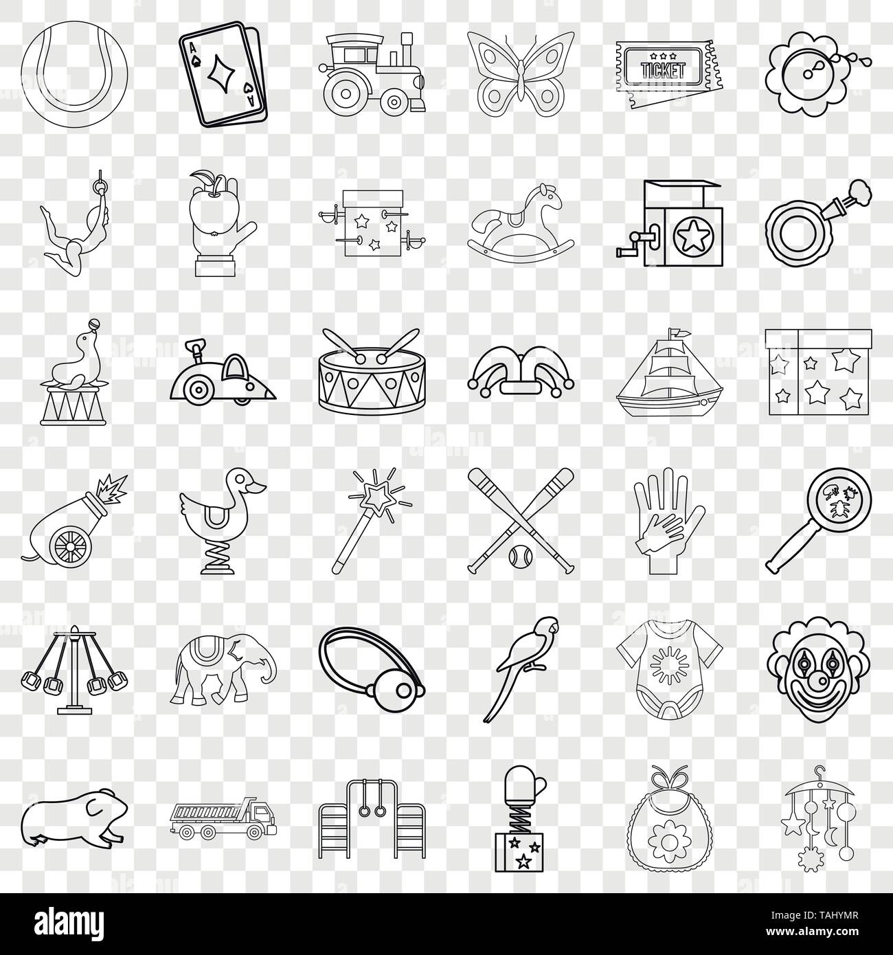 Fun icons set, outline style Stock Vector Image & Art - Alamy