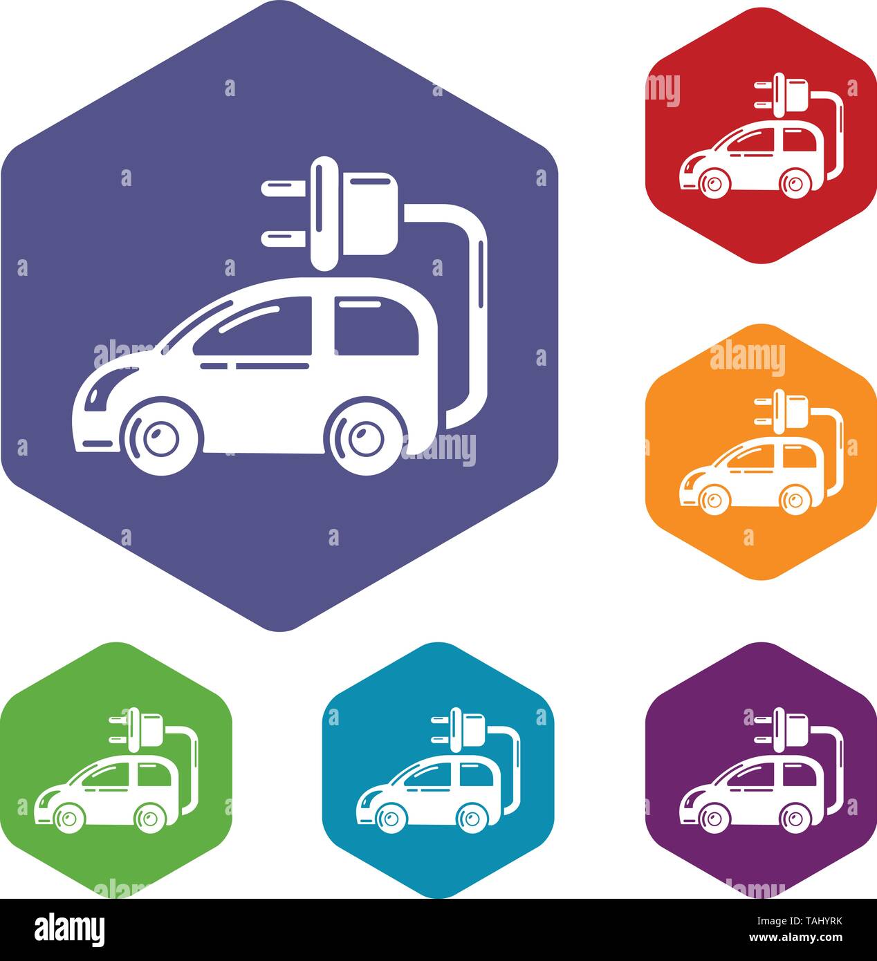 Electric car icons vector hexahedron Stock Vector Image & Art - Alamy