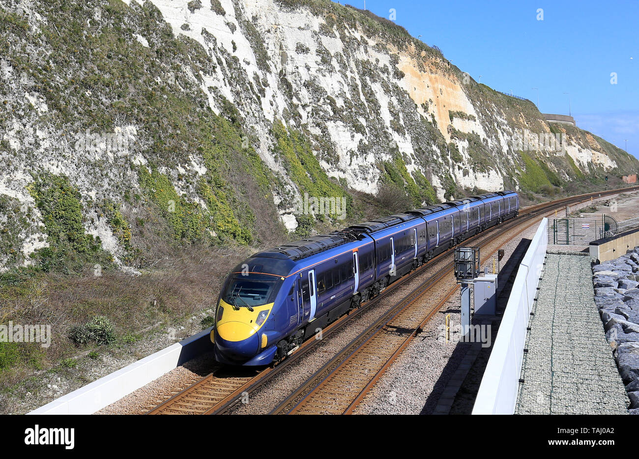 A southeastern highspeed javelin train passes through dover hi-res ...
