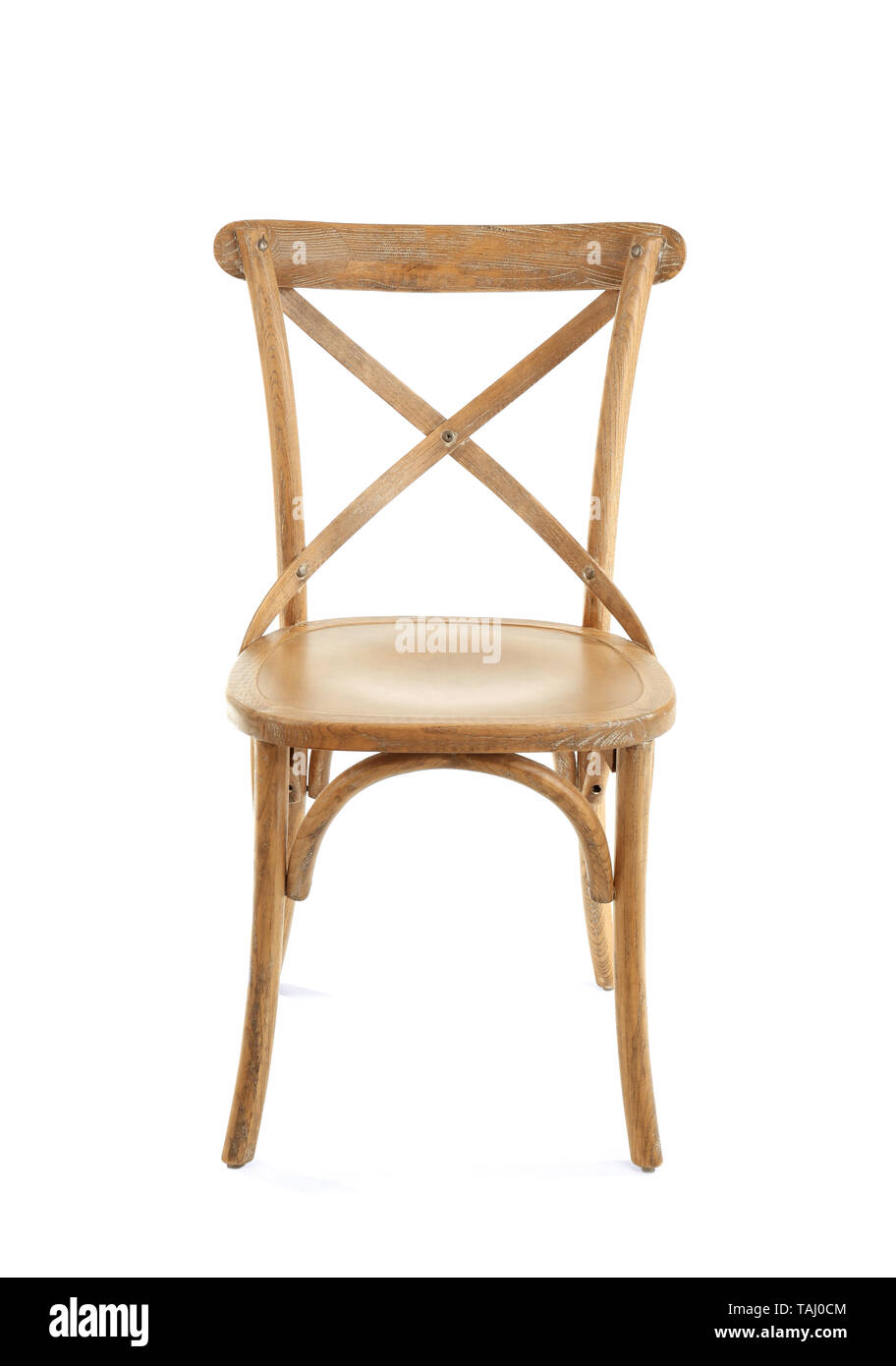 Wooden chair on white background Stock Photo - Alamy