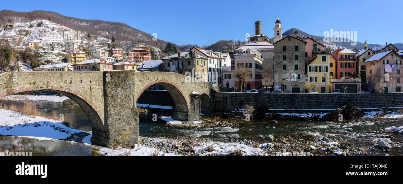 Winter view of ligurian village of Campo Ligure, registered to "i ...