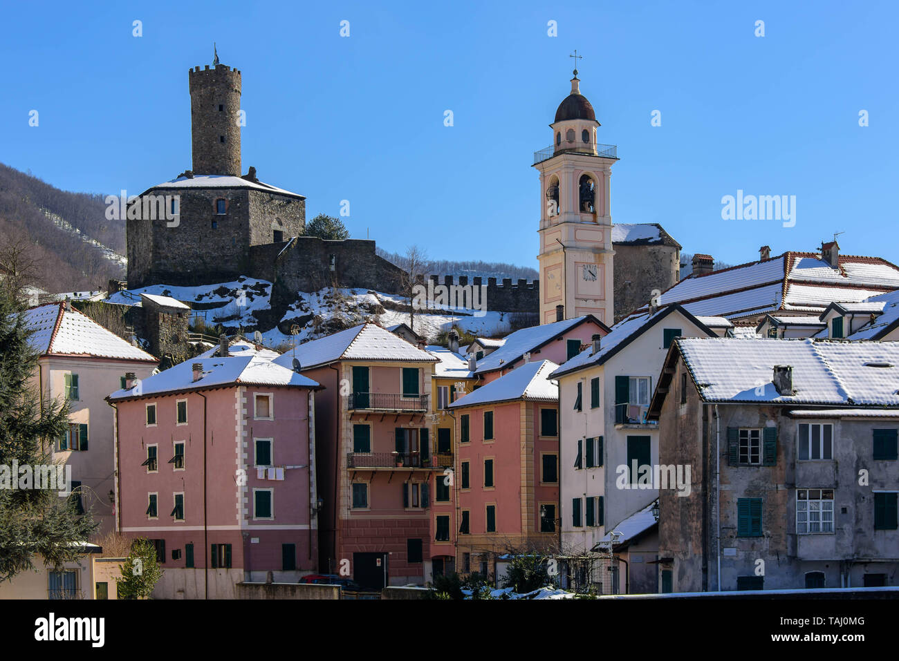 Winter view of ligurian village of Campo Ligure, registered to "i ...