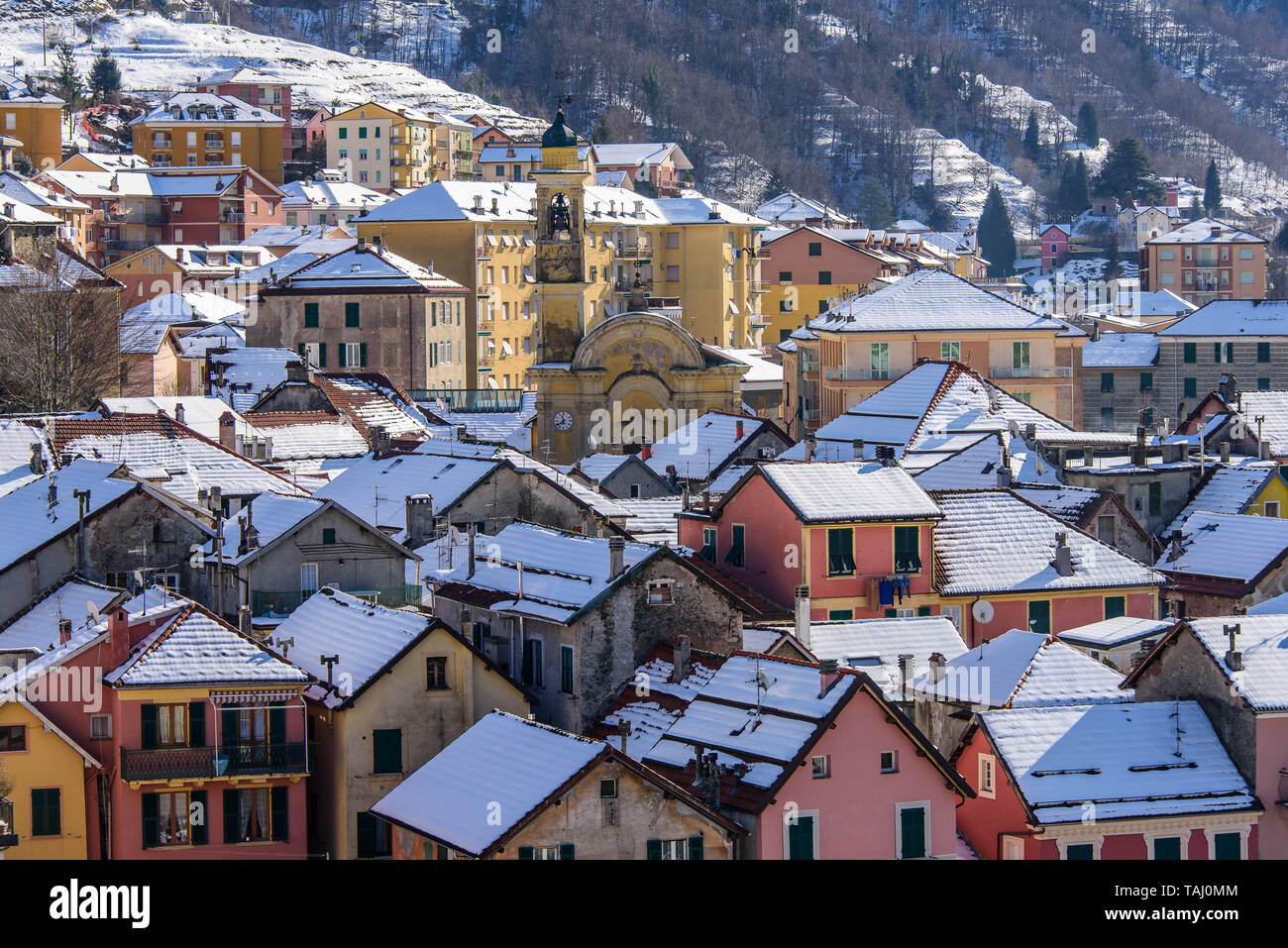 Winter view of ligurian village of Campo Ligure, registered to "i ...