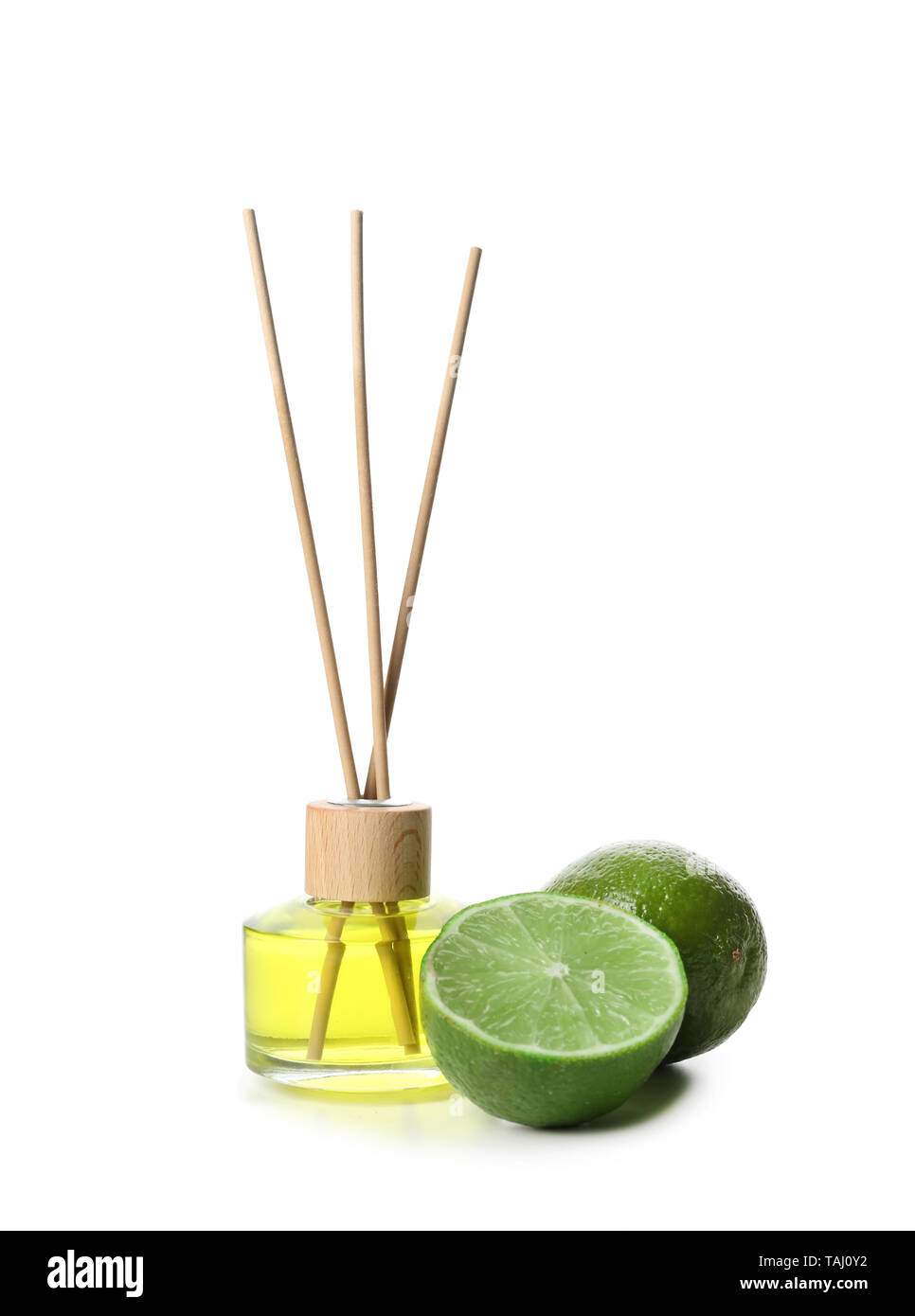 Citrus reed diffuser on white background Stock Photo - Alamy