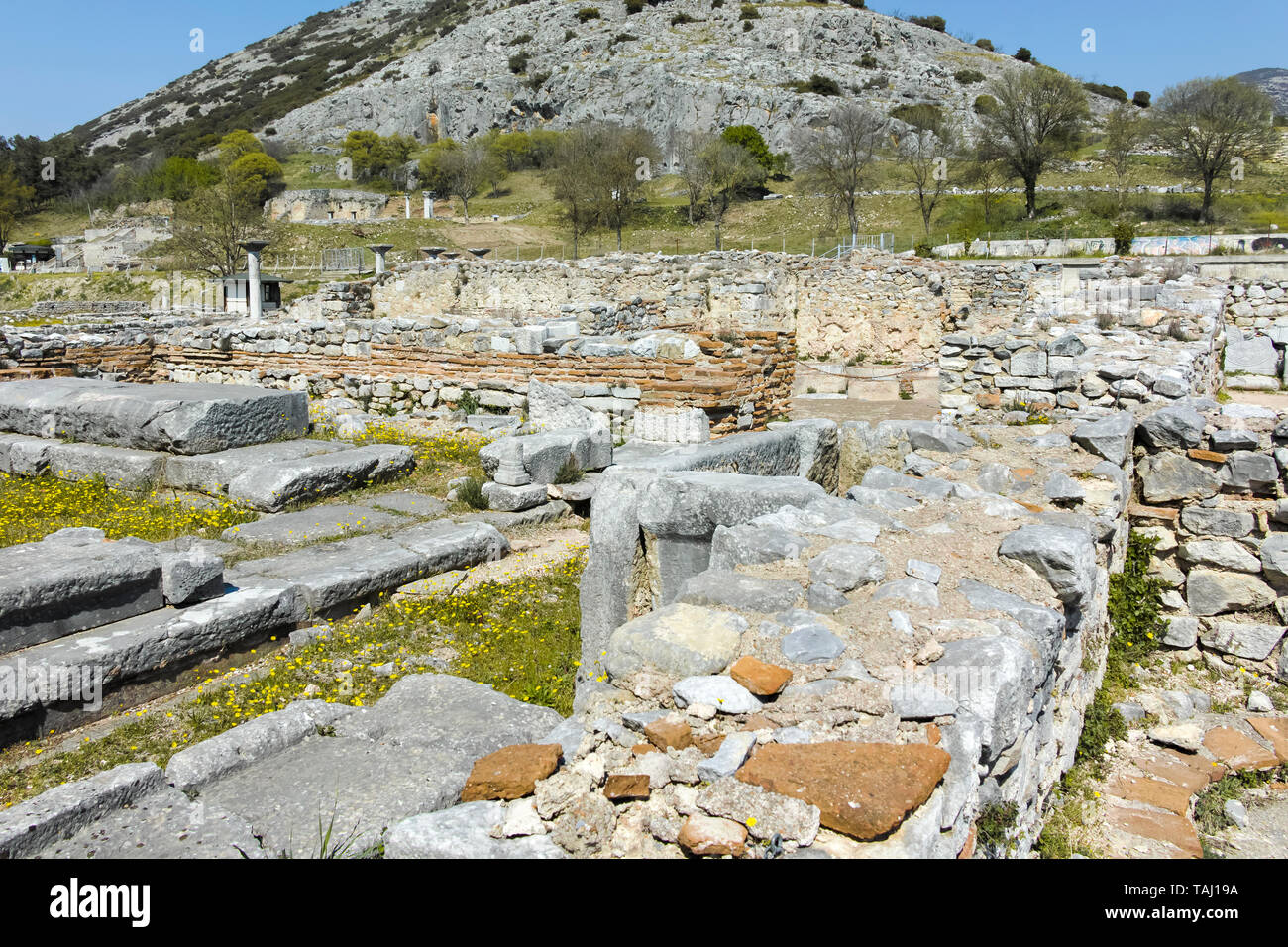 Panoramic view of Ancient Ruins at archaeological area of Philippi ...