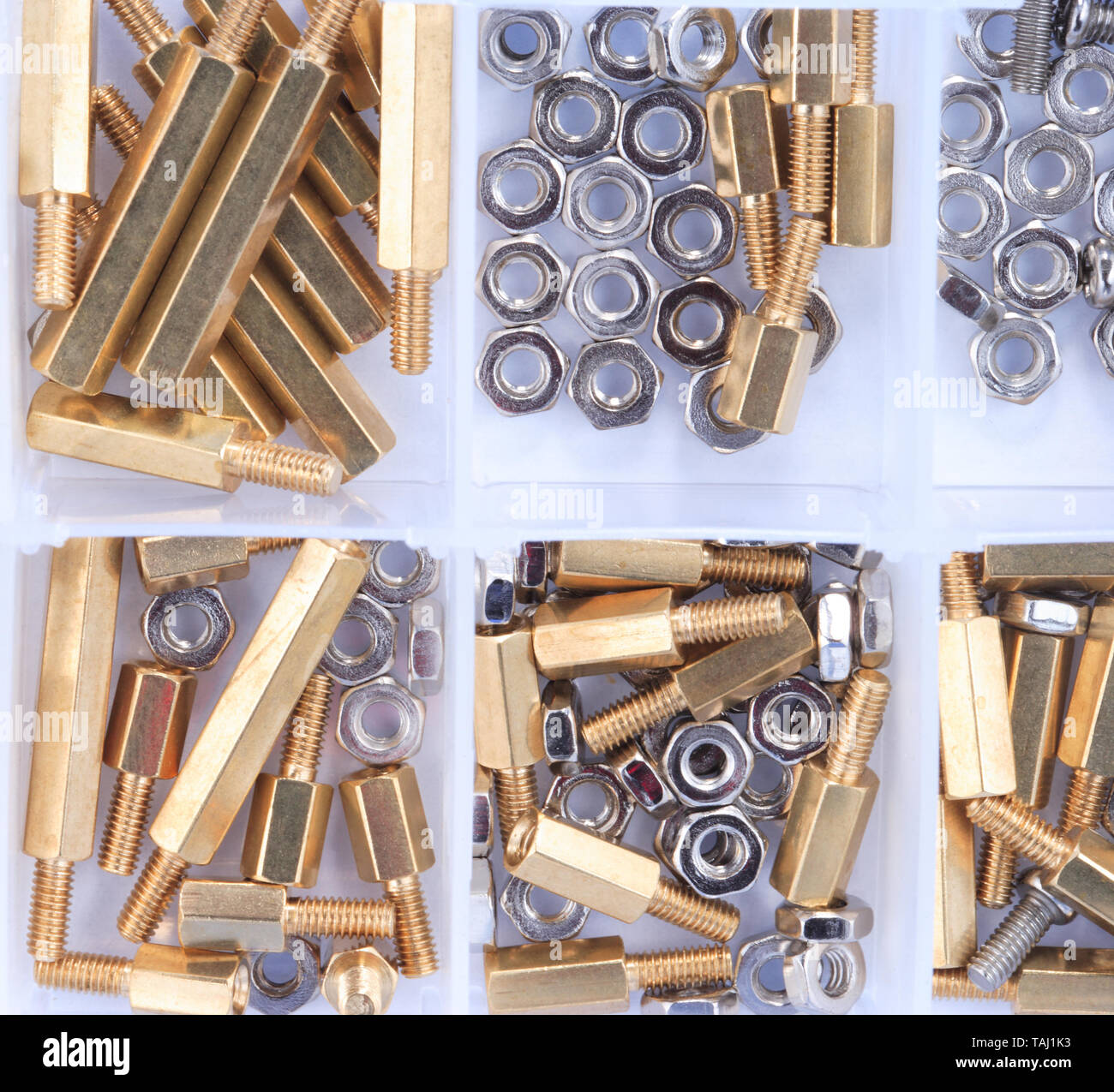 Brass Standoff Spacer Male and Female set in plastic container Stock ...