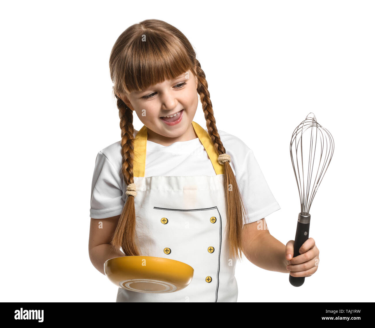 Cute little chef on white background Stock Photo - Alamy