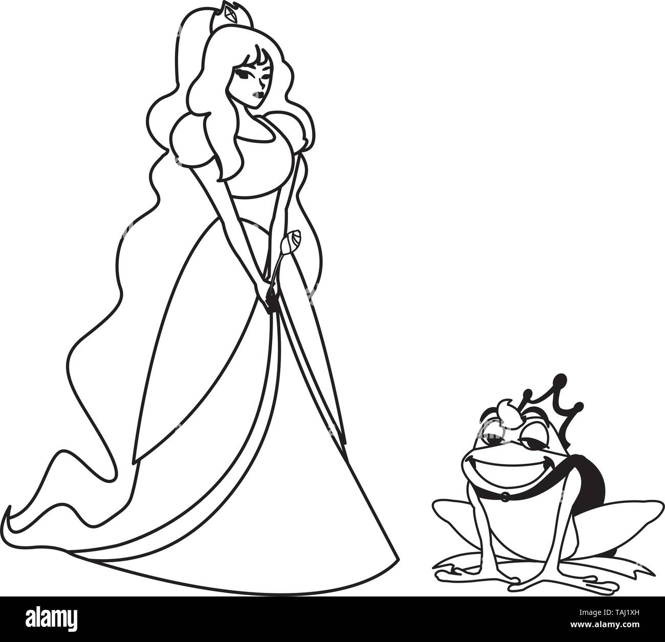 beautiful princess and toad prince of tales character vector ...