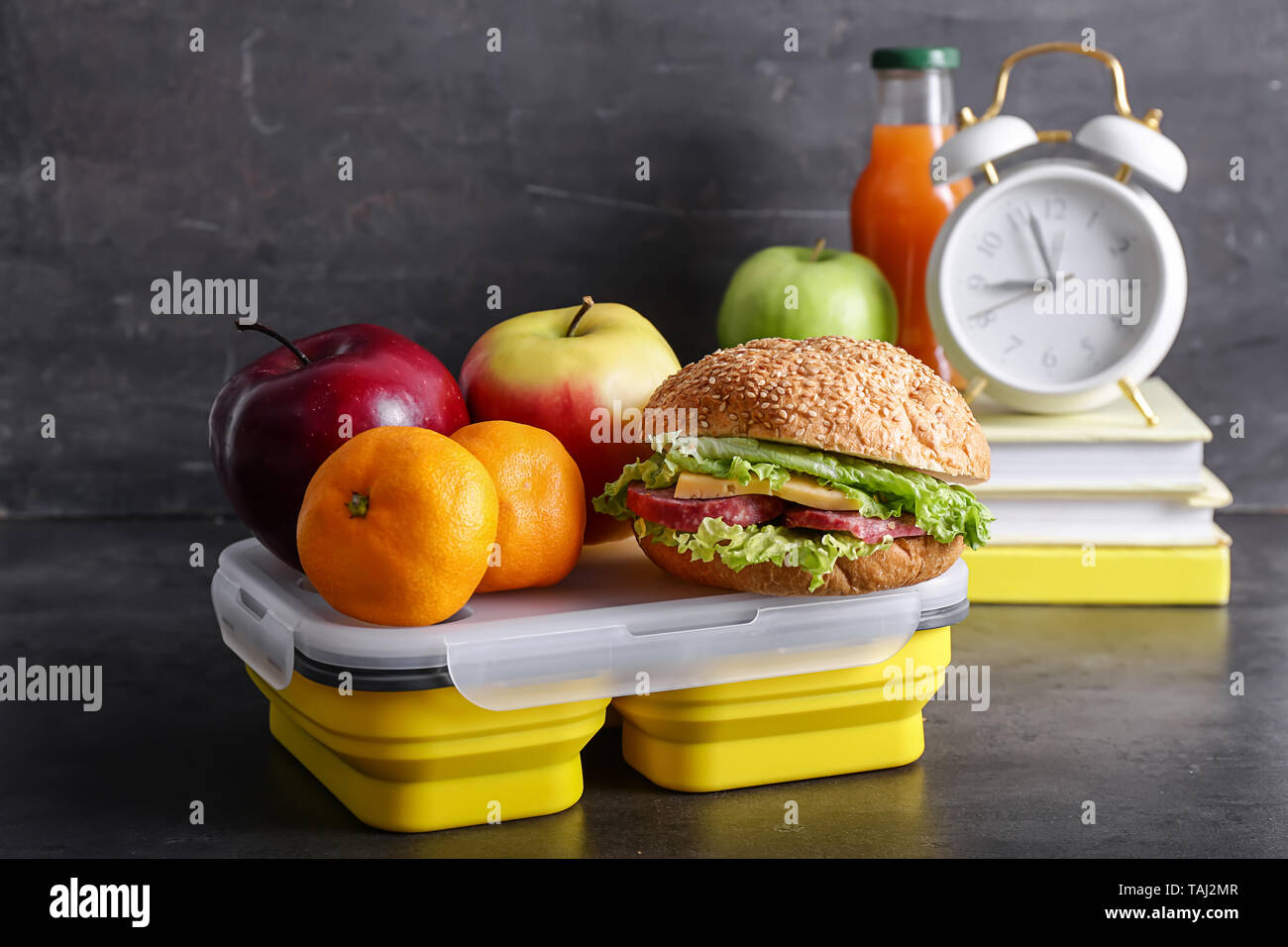 Tasty school lunch on table Stock Photo - Alamy