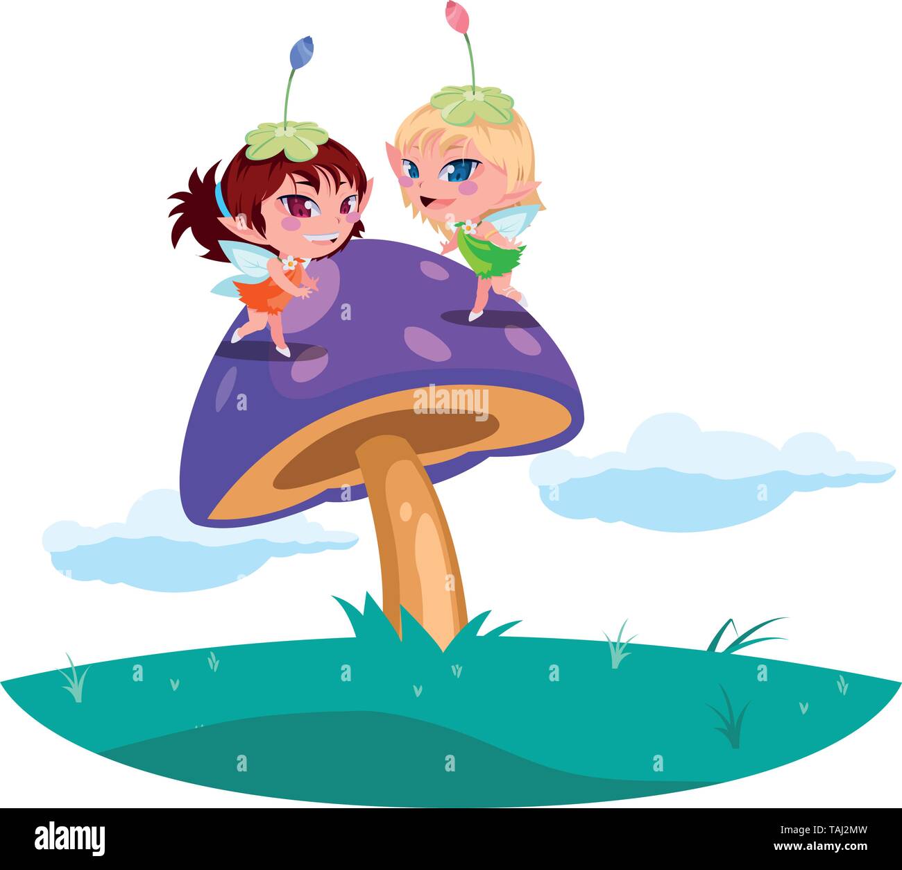 beautiful magic fairies in camp vector illustration design Stock Vector ...