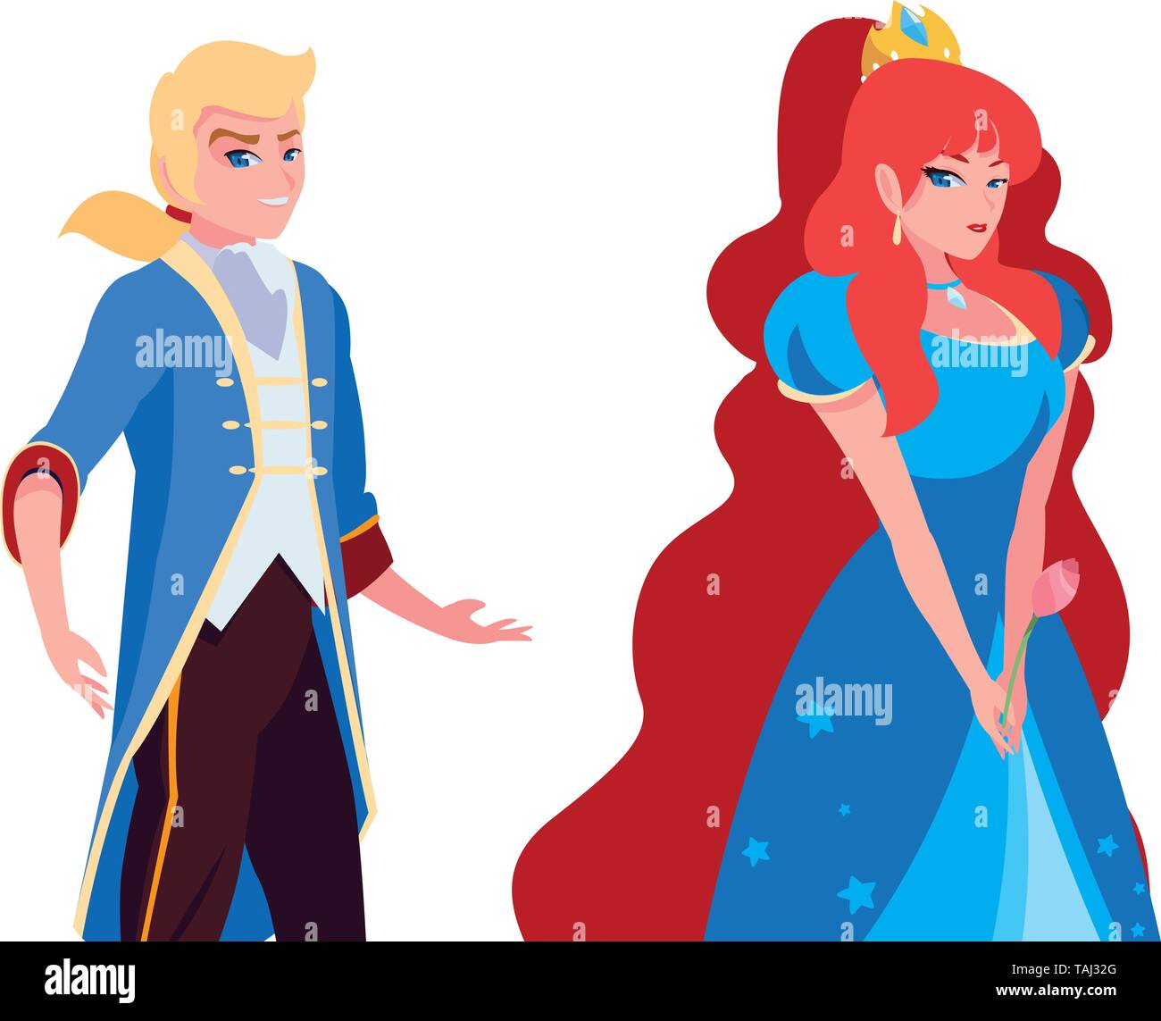 prince charming and princess of tales characters vector illustration ...