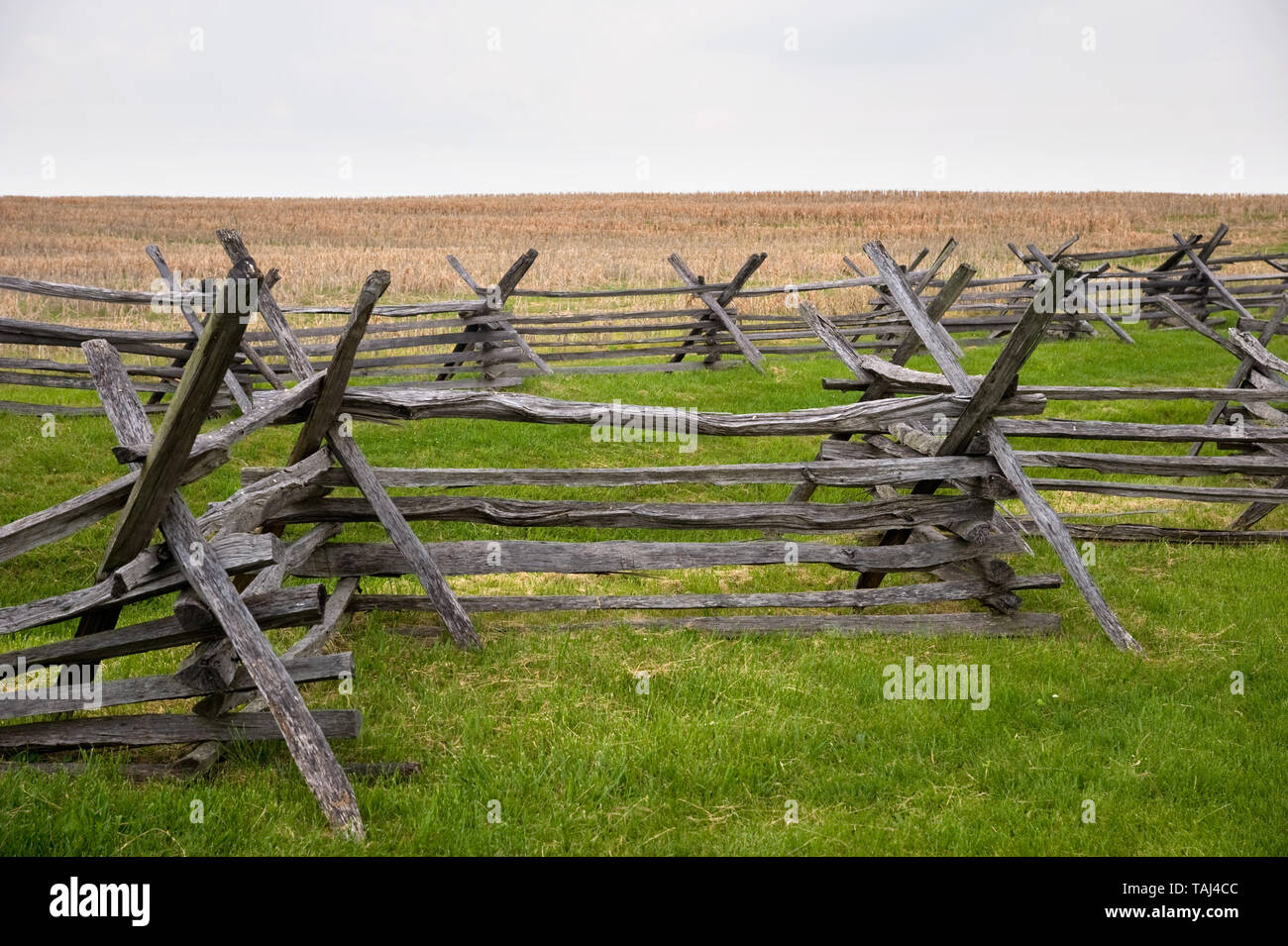 Wooden barrier on civil war battlefield Stock Photo - Alamy