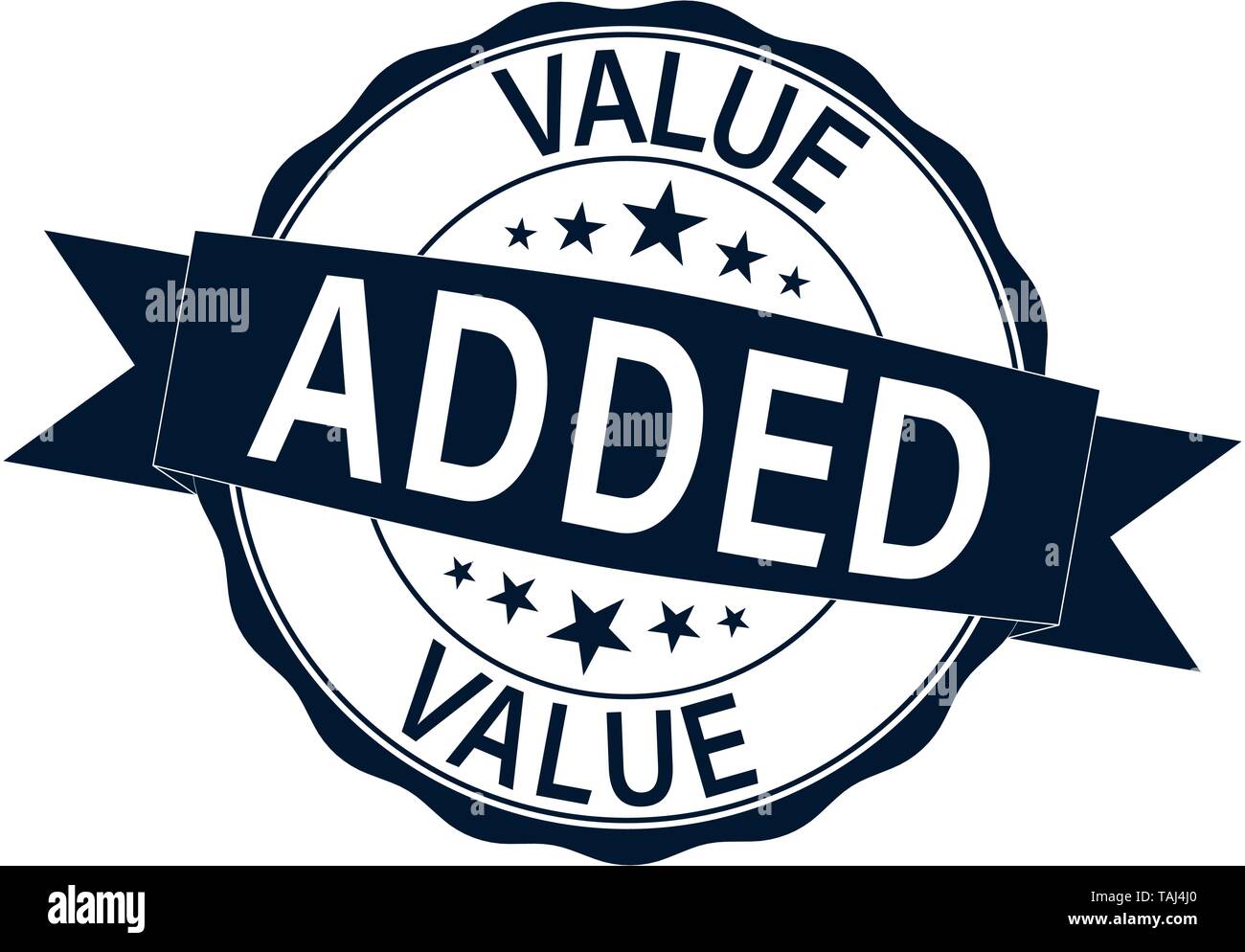 value added round web modern stamp with stars on white background Stock ...