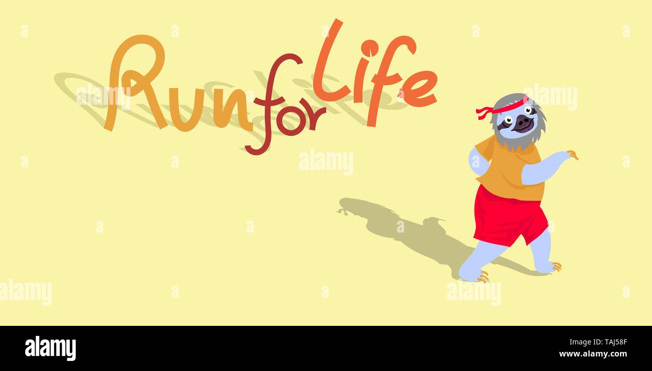 Sloth runners are running with messages run for life in the back on a ...