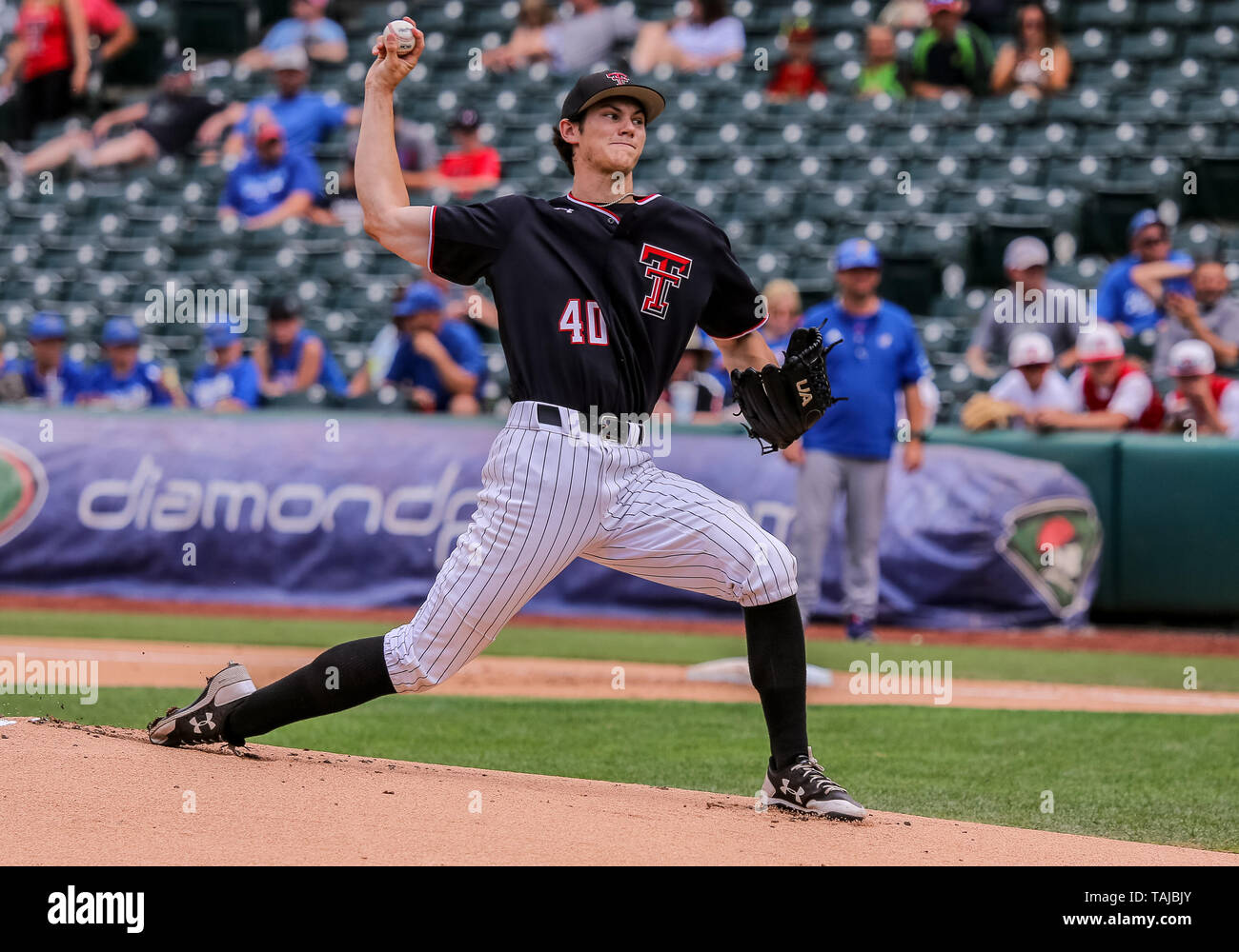 Oklahoma City, OK, USA. 24th May, 2019. Texas Tech pitcher Bryce Bonnin ...