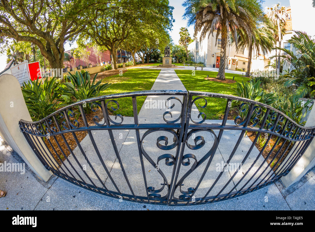 Garden on historic St George Street in downtown St Augustine Florida ...