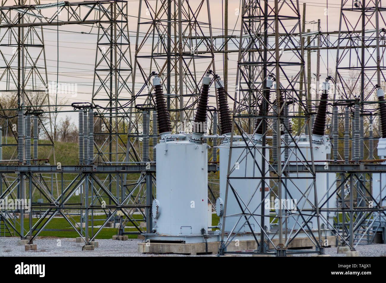 Hydro station featuring huge power transformers Stock Photo - Alamy