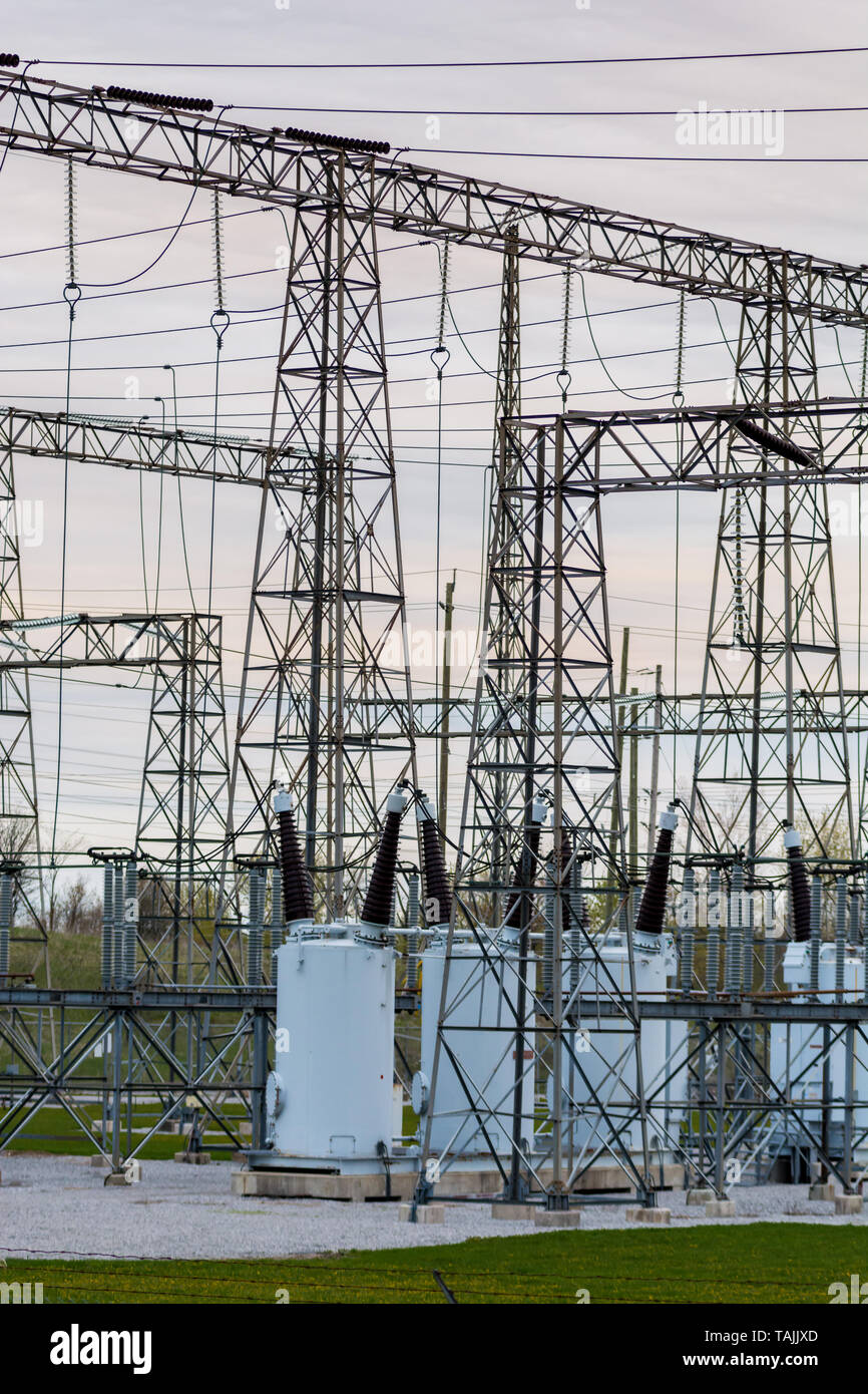 Hydro station featuring huge power transformers Stock Photo - Alamy