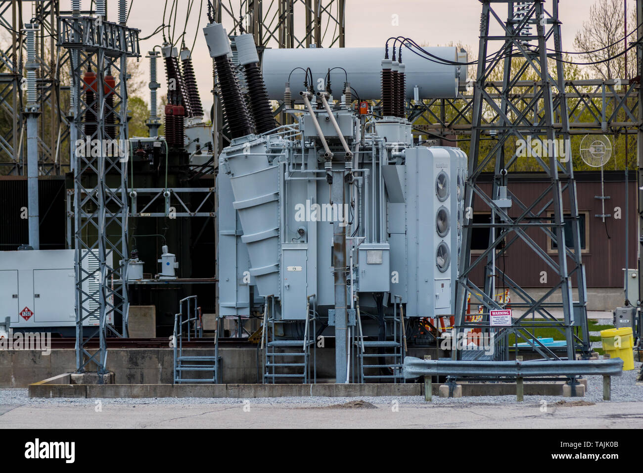 Hydro station featuring huge power transformers Stock Photo - Alamy