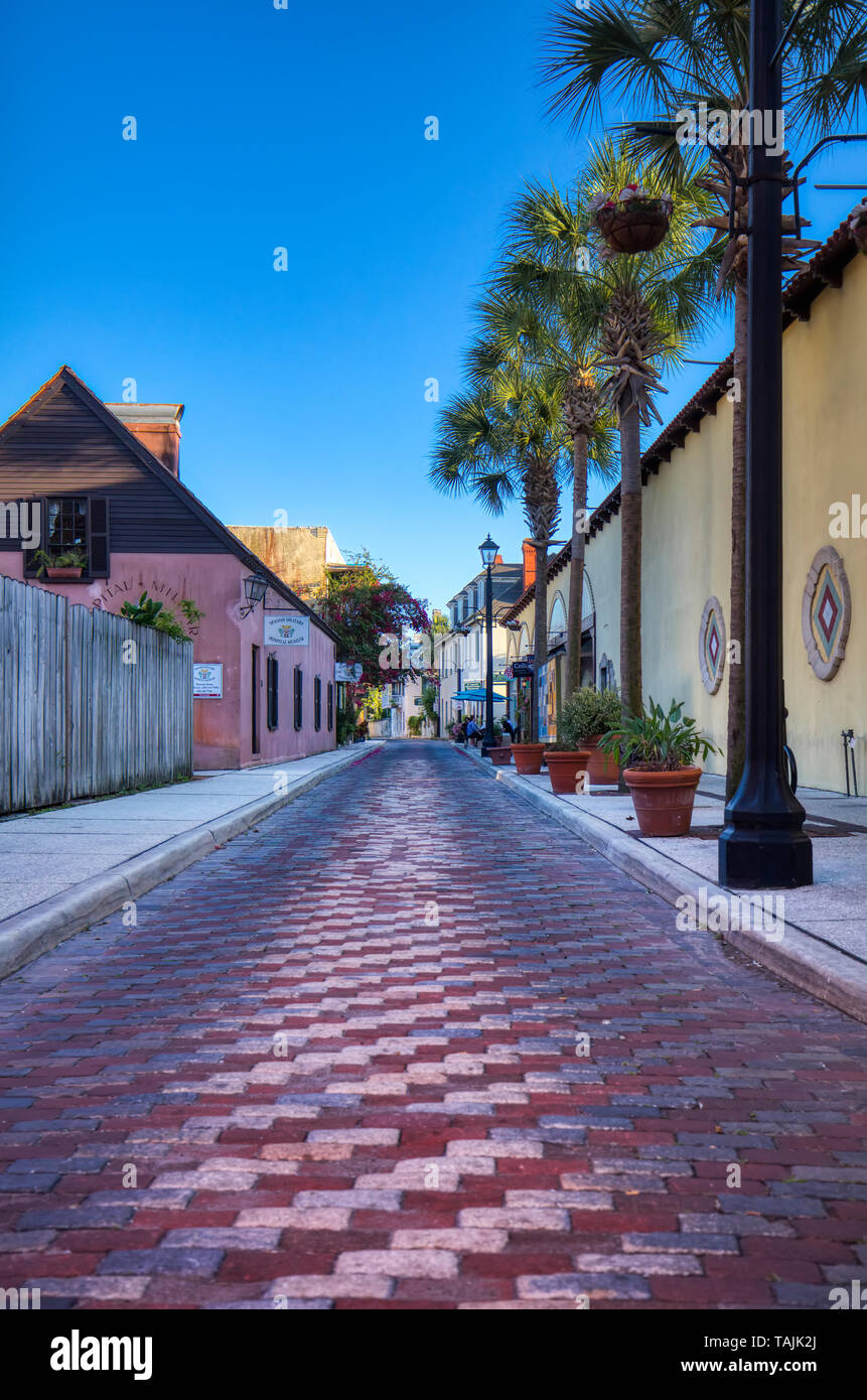 Aviles Street in historic old town section of St Augustine Florida ...