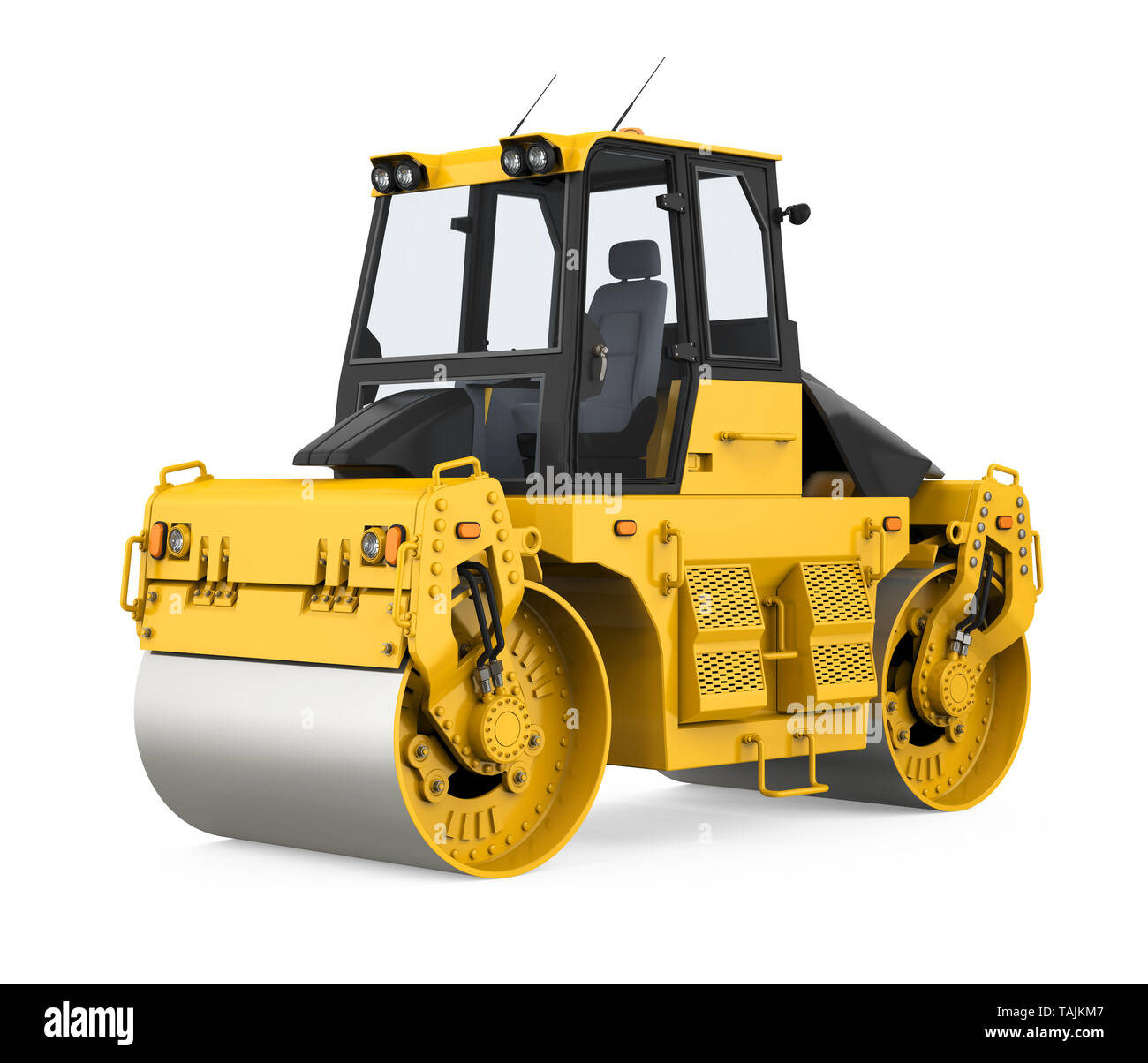 Yellow Road Roller Isolated Stock Photo - Alamy
