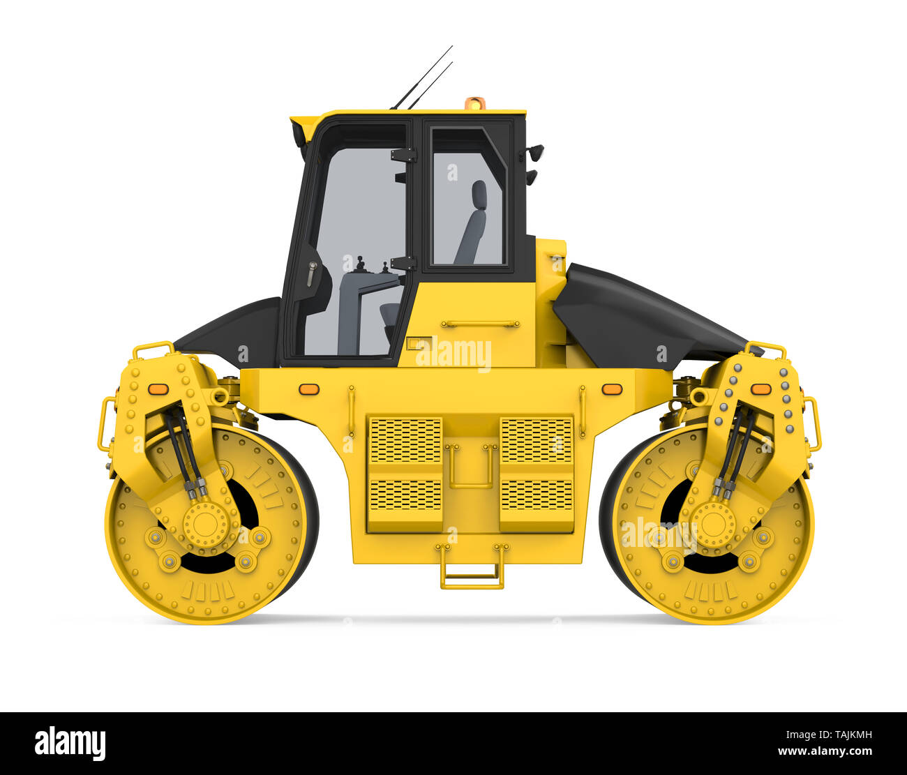 Yellow Road Roller Isolated Stock Photo - Alamy