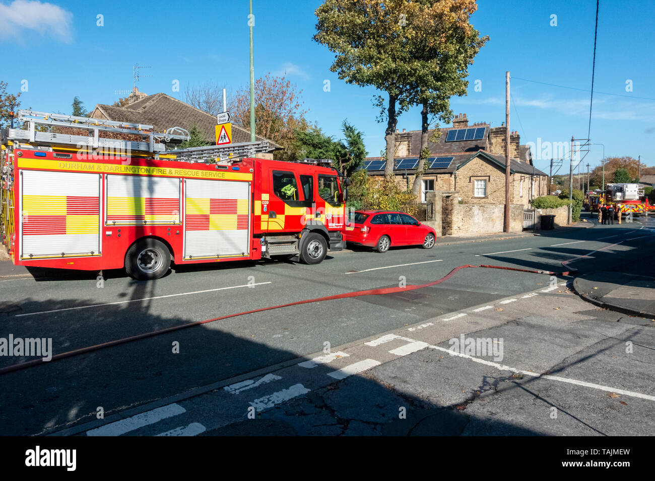 County Durham and Darlington Fire and Rescue Service fire engine at the ...